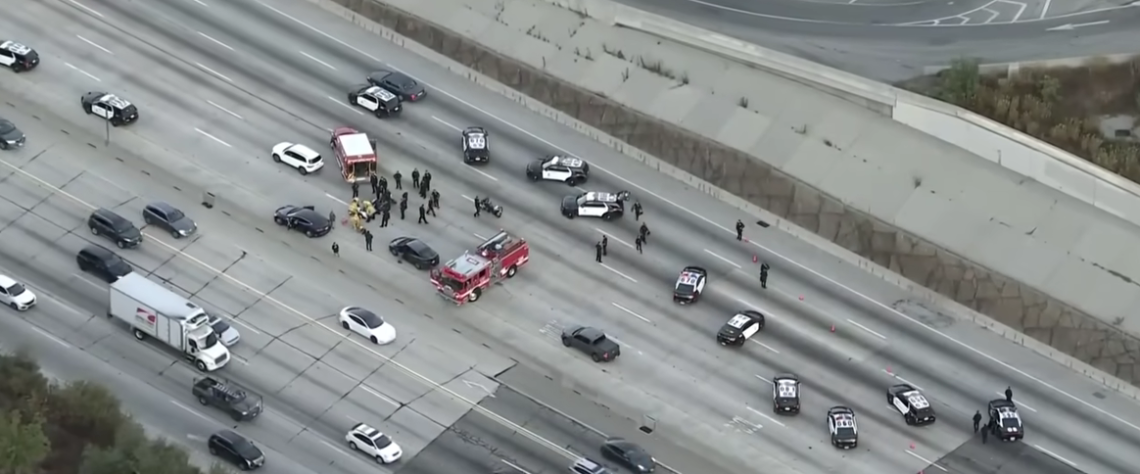 LAPD Motorcycle Officer Hospitalized After 405 Freeway Crash in ...